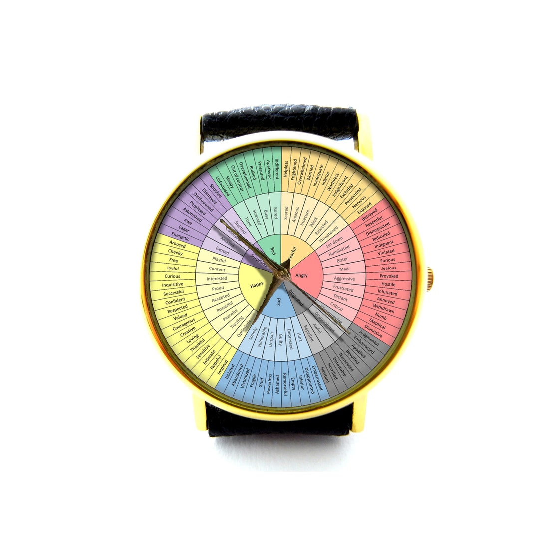 Wheel of Emotions Leather Watch, Wheel of Emotions Ladies Watch, Unisex ...