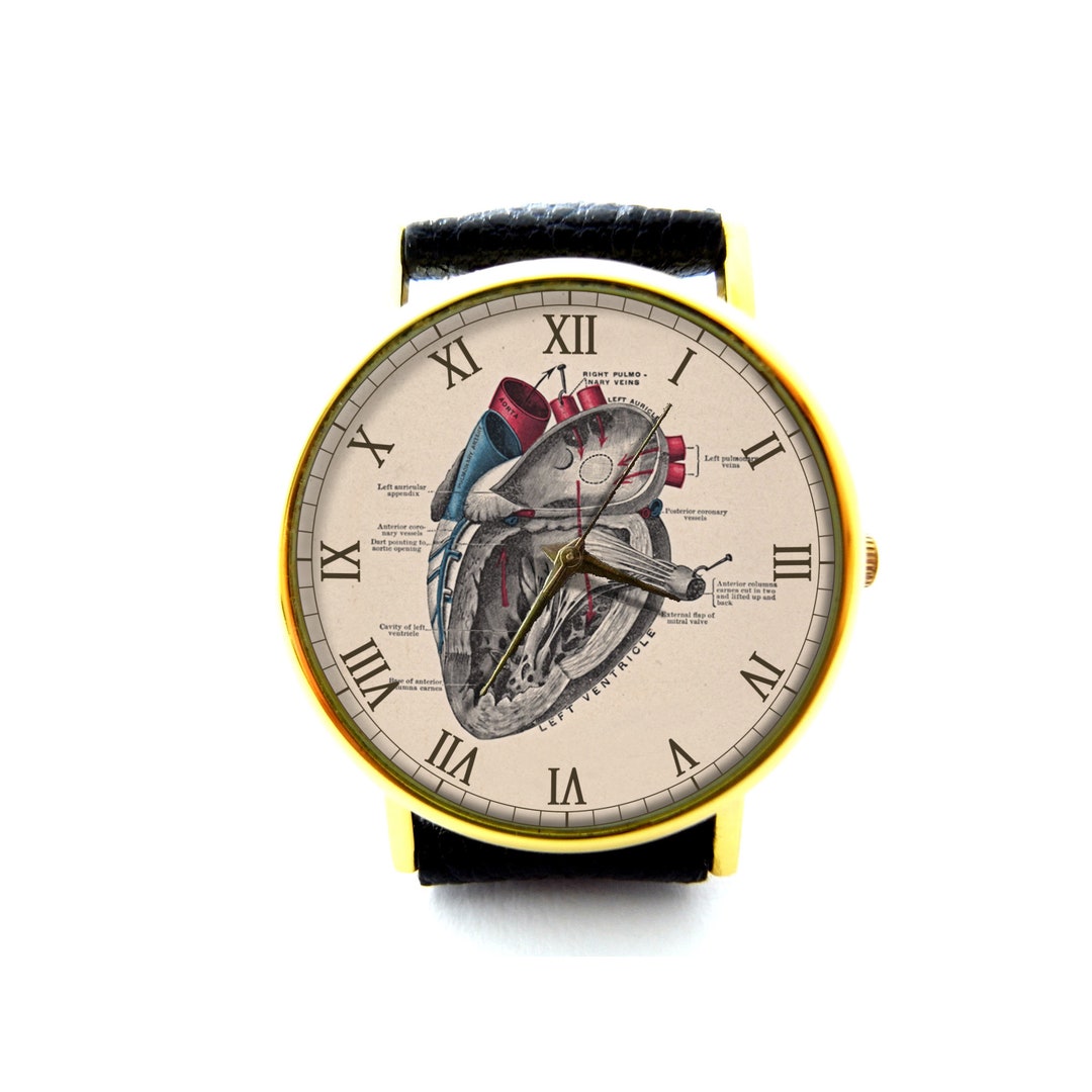 Heart Diagram Leather Watch, Anatomy Watch, Gift Ideas, Birthday Gift ...