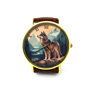 Wolf Leather Watch, Wolf Wrist Watch, Unisex Watch, Ladies Watch, Mens ...