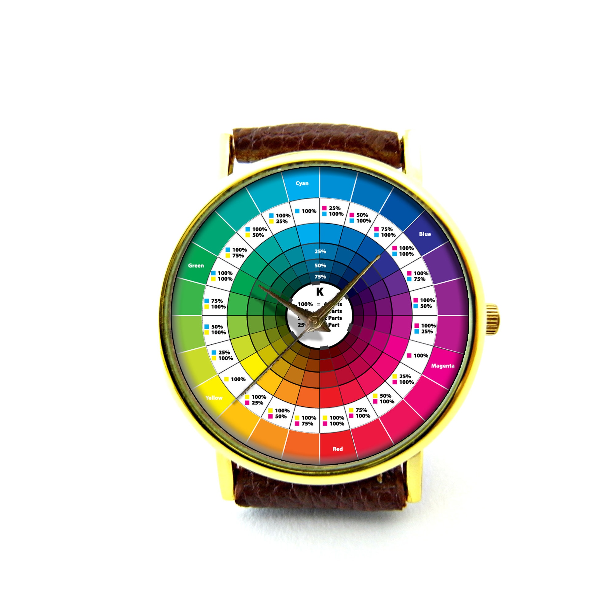 Color Wheel Leather Watch Color Wheel Color Wheel Accessory - Etsy