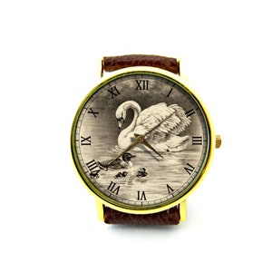 Vintage Swan Leather Watch, Swan Watch, Unisex Watch, Ladies Watch ...