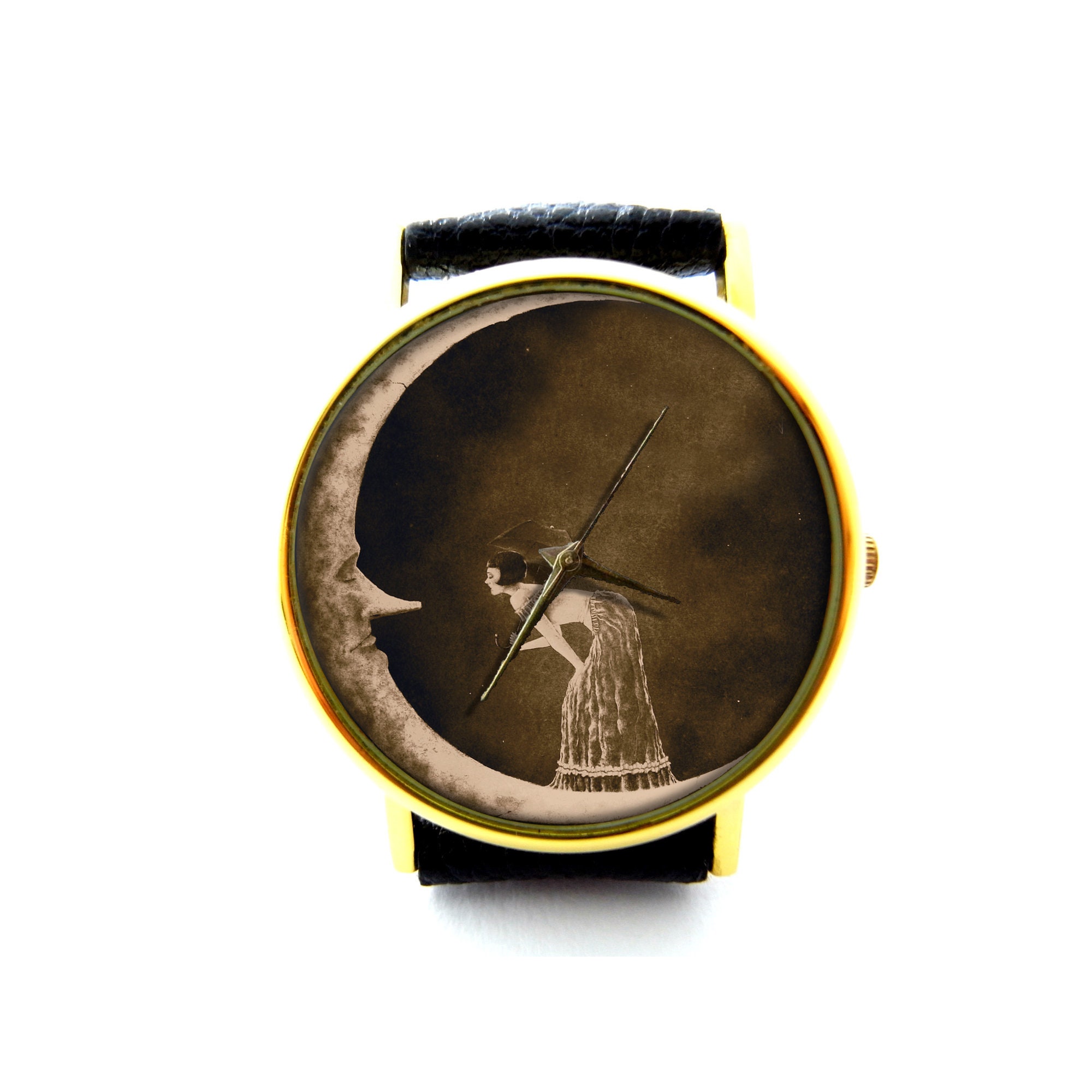 Woman on the Moon Leather Watch Shannon Stamey Art Ladies - Etsy