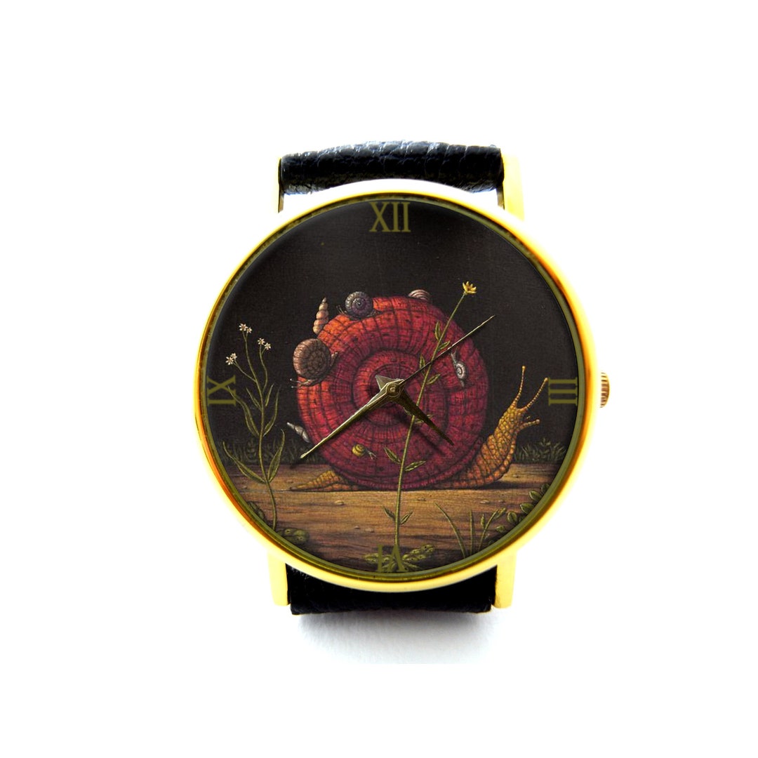 Snail Leather Watch, Insect Ladies Watch, Unisex Watch, Snail Jewelry ...