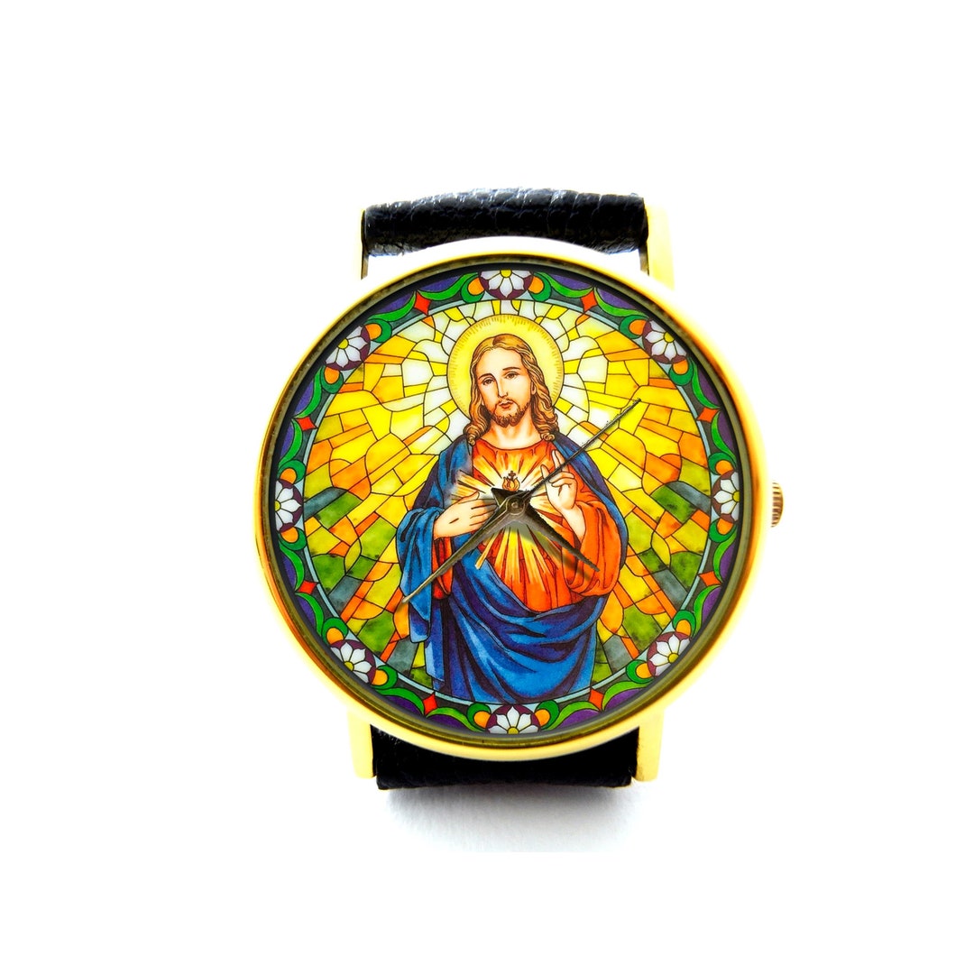 Sacred Heart of Jesus Leather Watch, Religious Ladies Watch, Unisex ...
