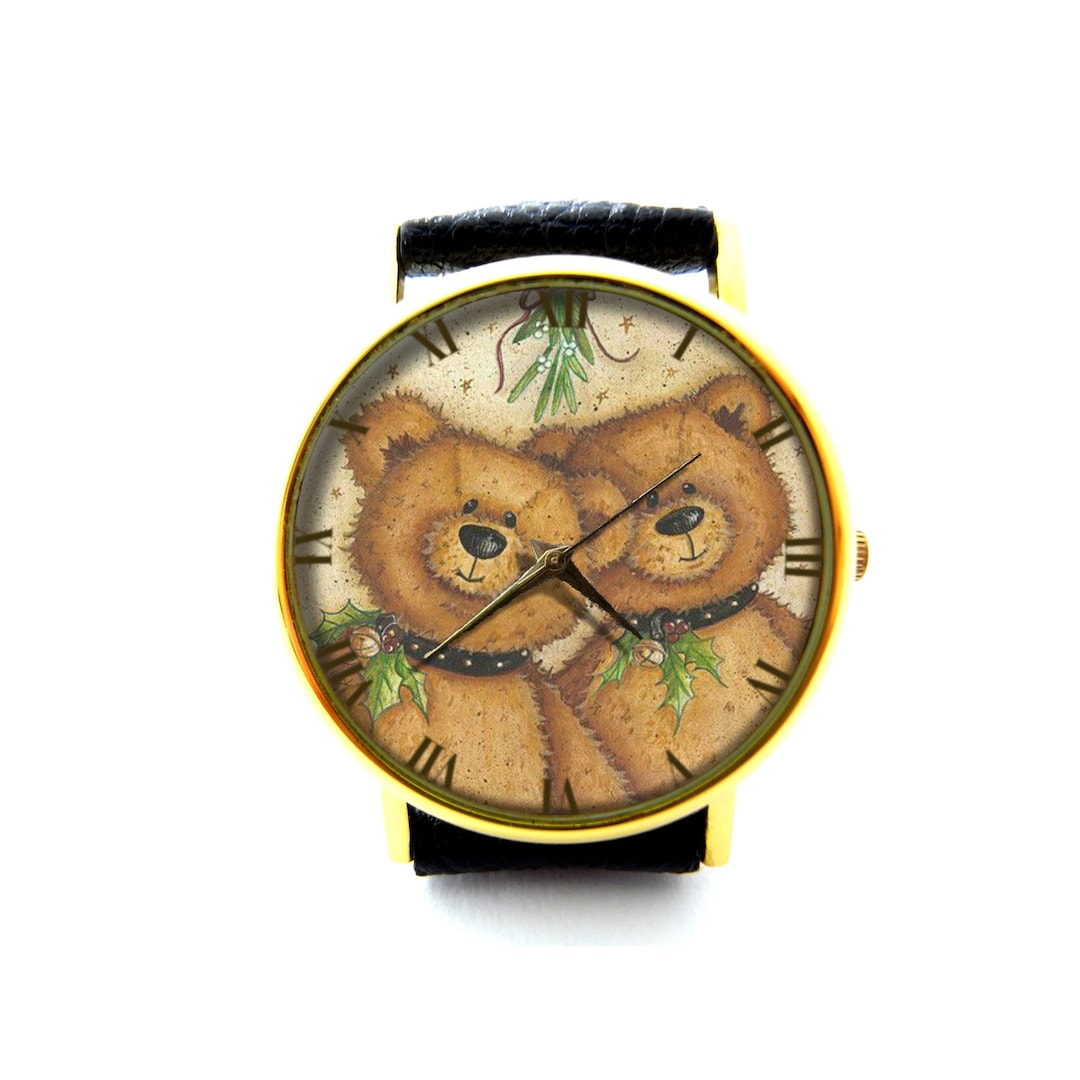 Vintage Teddy Bear Leather Watch, Teddy Bear Watch, Unisex Watch, Cute ...