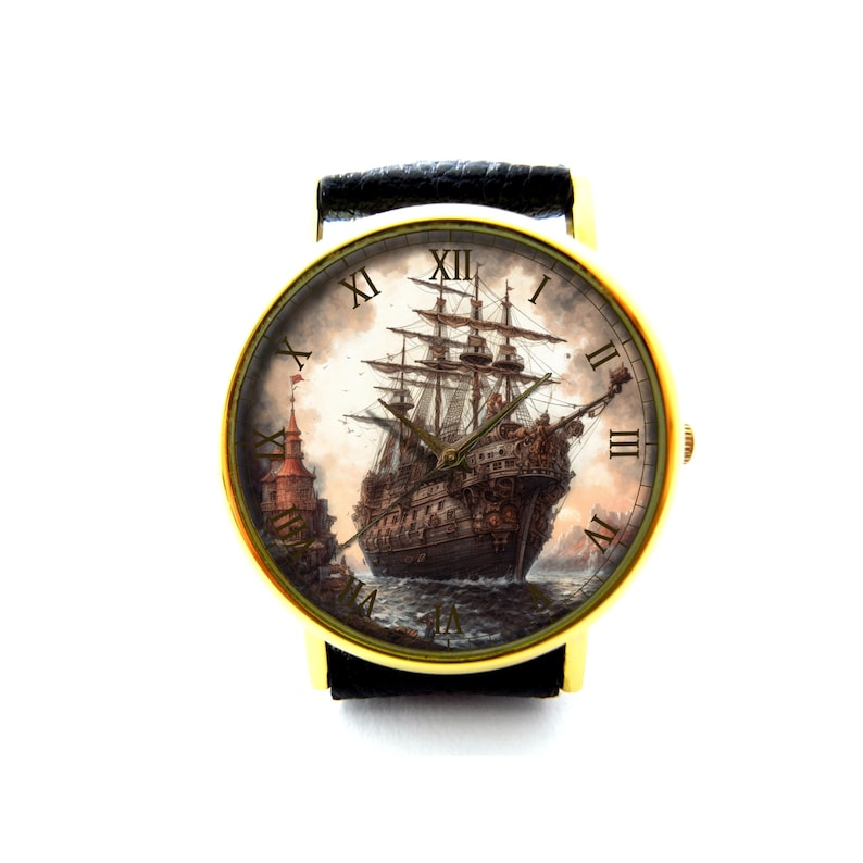 Pirate Ship Leather Watch Nautical Leather Watch Ladies - Etsy