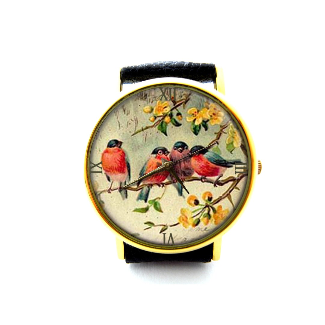 Red Robin Bird Leather Watch, Birds Ladies Watch, Unisex Watch, Bird ...