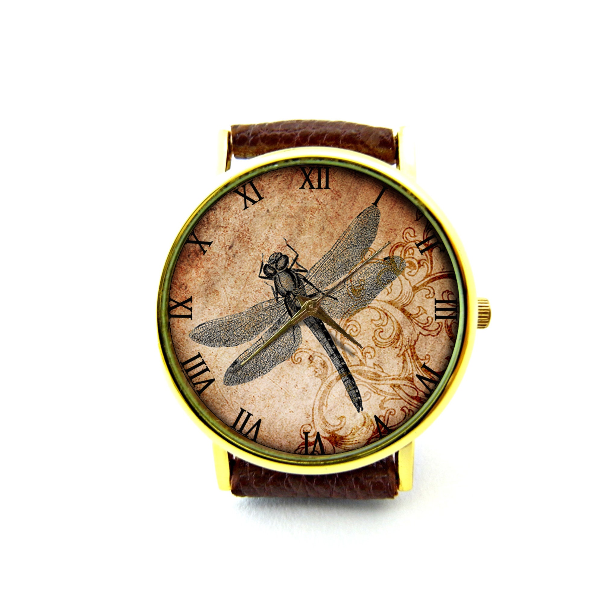 Dragonfly Leather Watch Wisdom Circles Leather Watch - Etsy