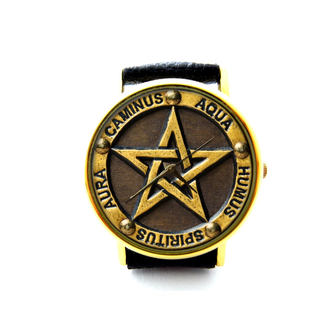 Pentagram Leather Watch, Pentagram Symbol Watch, Unisex Watch, Star ...