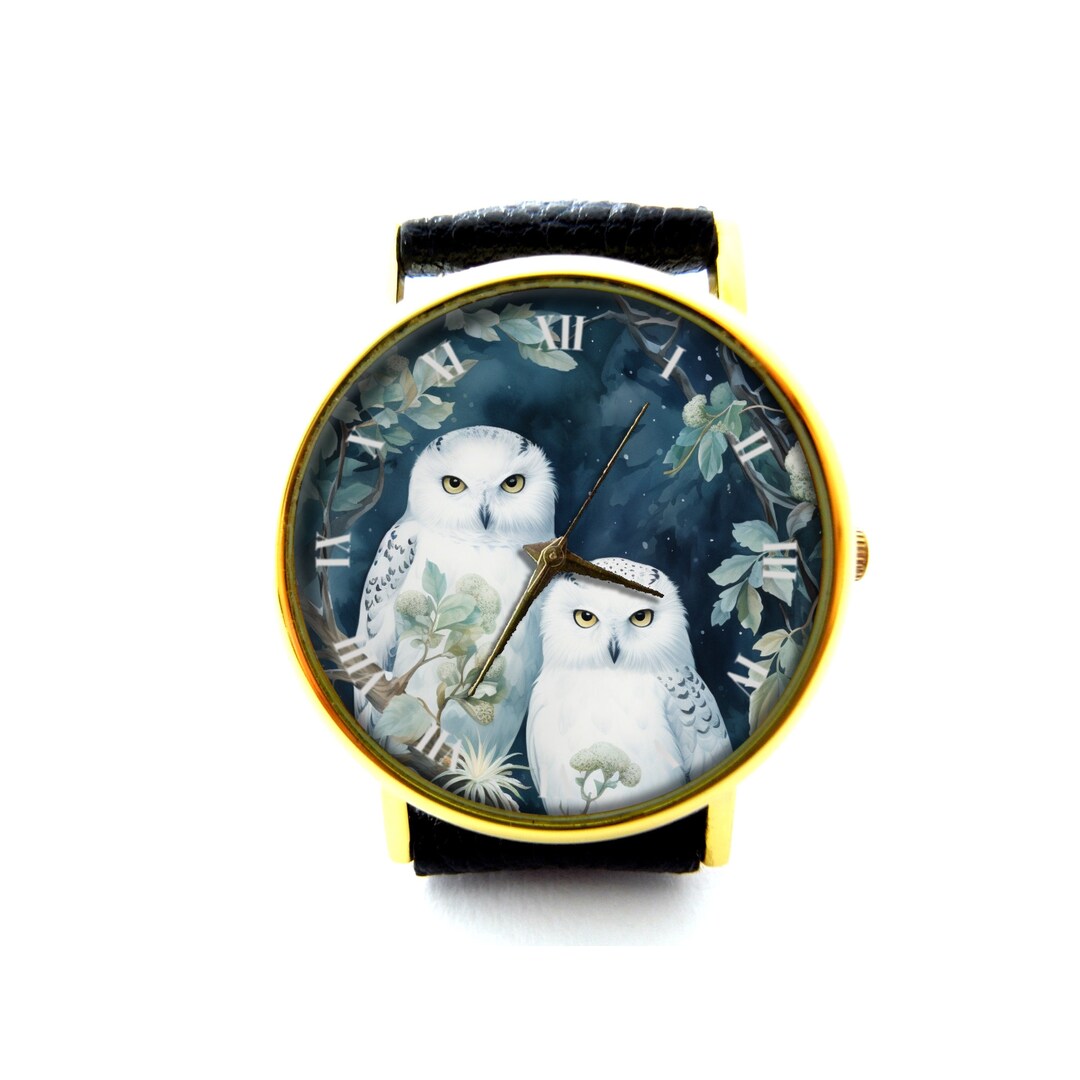 Snow White Owls Leather Watch, Cute Owl Ladies Watch, Owl Unisex Watch ...