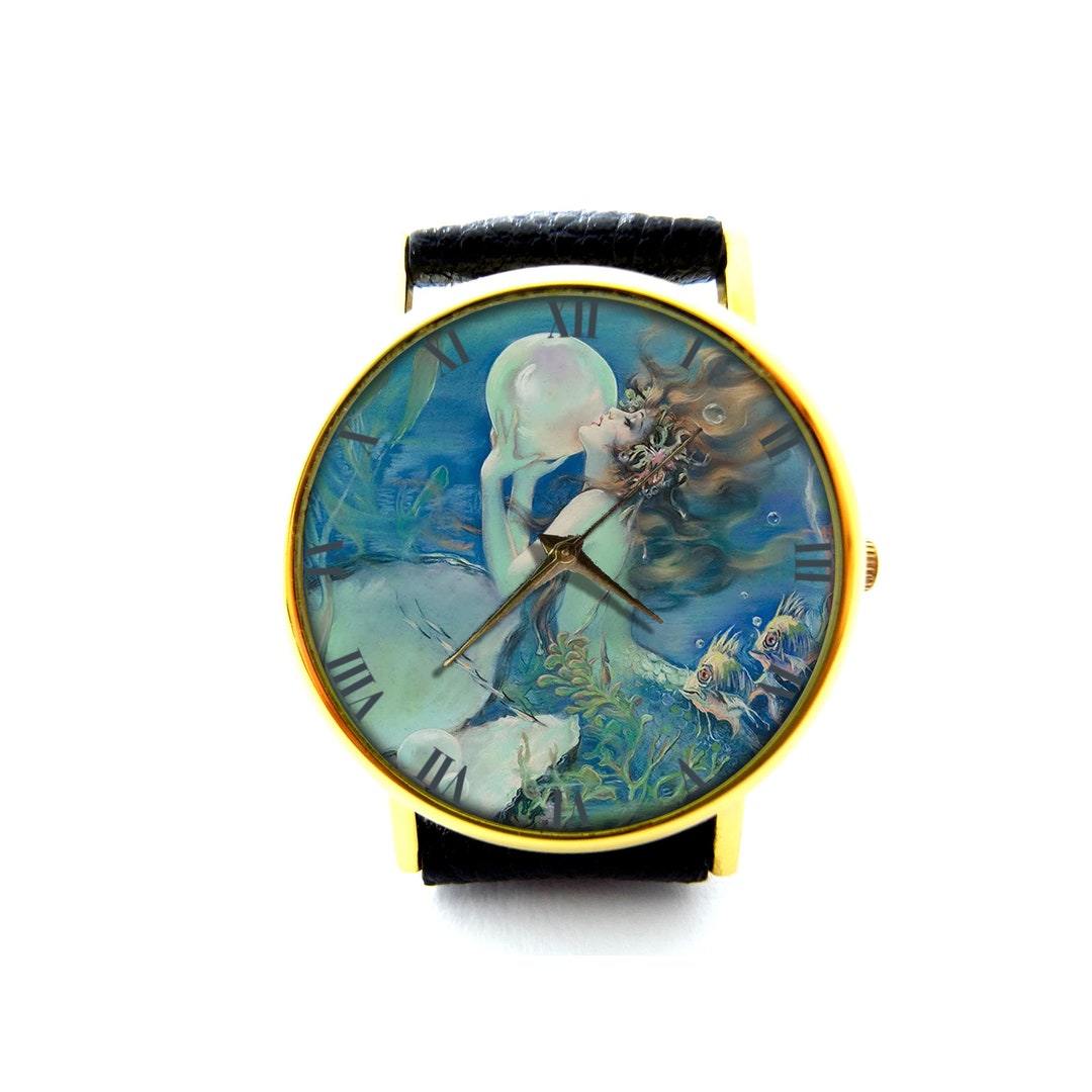 Mermaid Pearl Leather Watch, Mermaid Pearl Ladies Watch, Unisex Watch ...