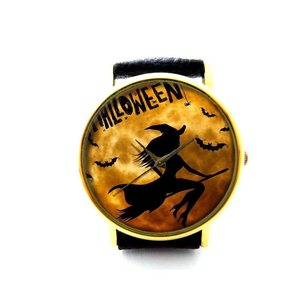 Bat Watches, Halloween Watch, Witch Leather Watch, Unisex Watch, Goth ...