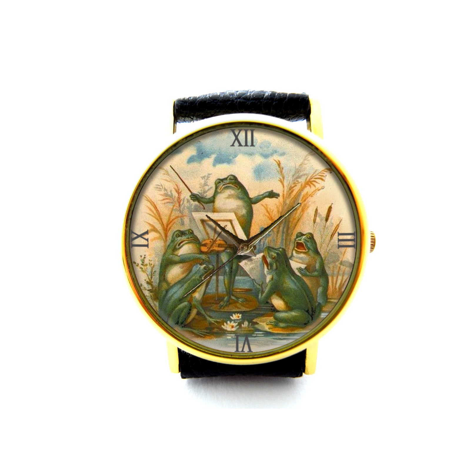 Frog Chorus Leather Watch, Frog Chorus Ladies Watch, Unisex Watch ...