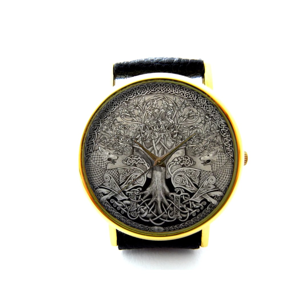 Norse Tree of Life Leather Watch, Magic Tree, Celtic Watch, Nordic ...