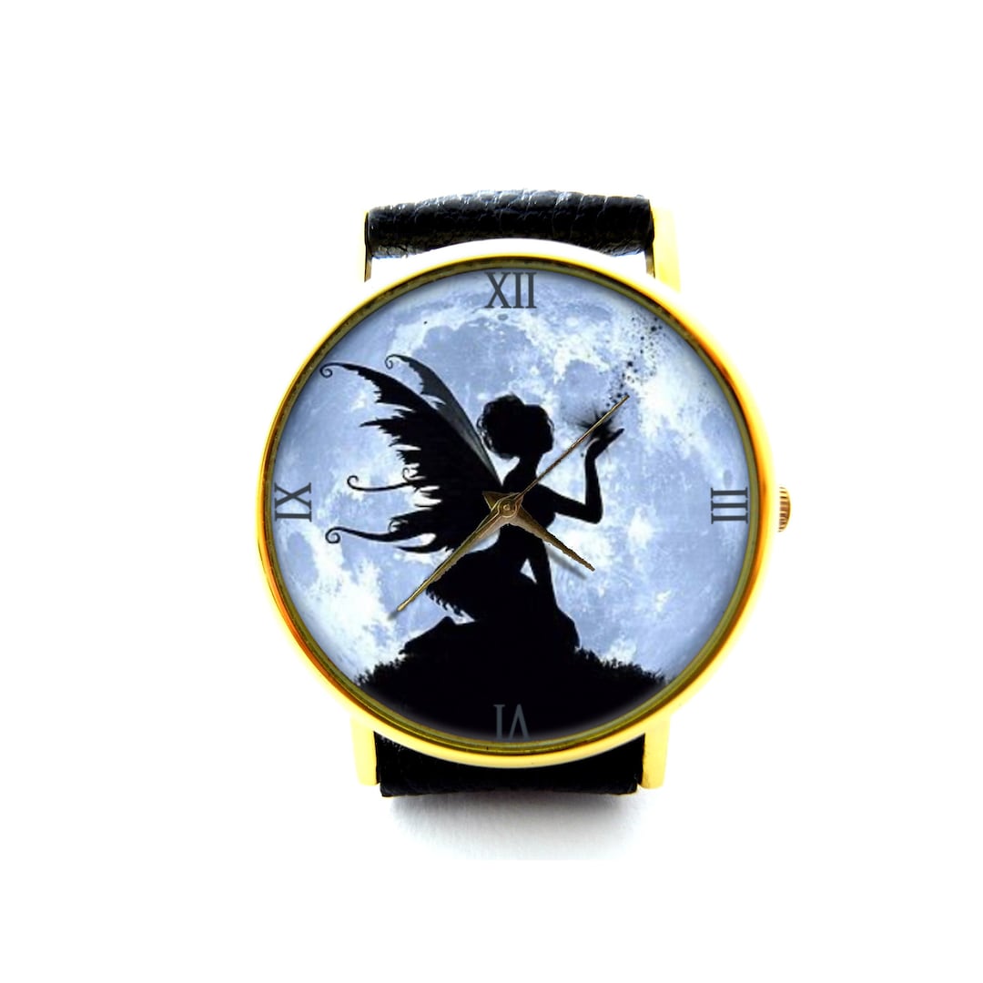Night Time Fairy Leather Watch, Night Time Fairy Ladies Watch, Unisex ...