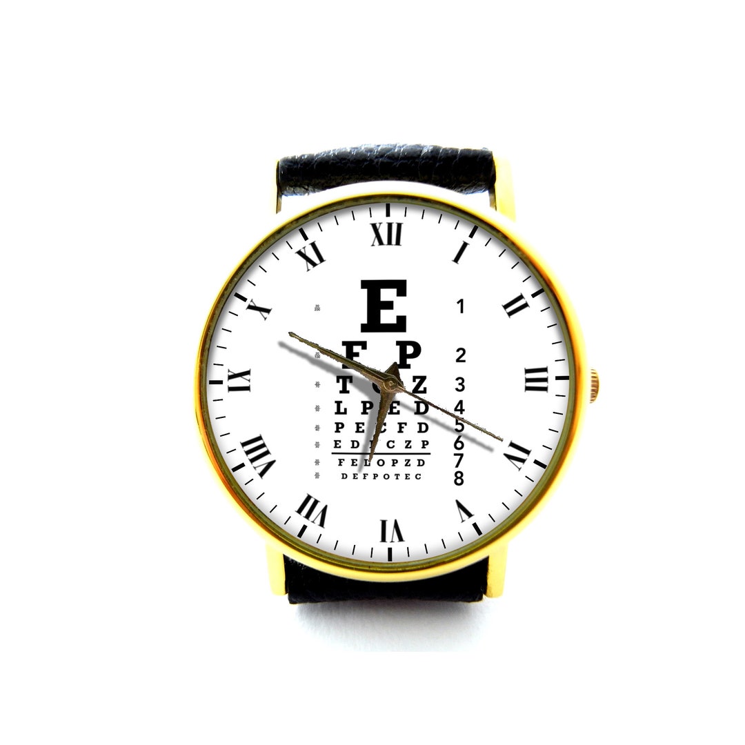 Eye Test Chart Leather Watch, Eye Chart Ladies Watch, Unisex Watch, Eye ...