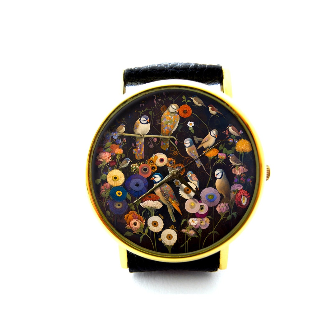 Birds Flower Leather Watch, Birds Ladies Watch, Unisex Watch, Bird ...