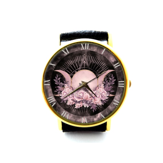 Triple Moon Goddess Leather Watch Wiccan Ladies Watch Unisex - Etsy