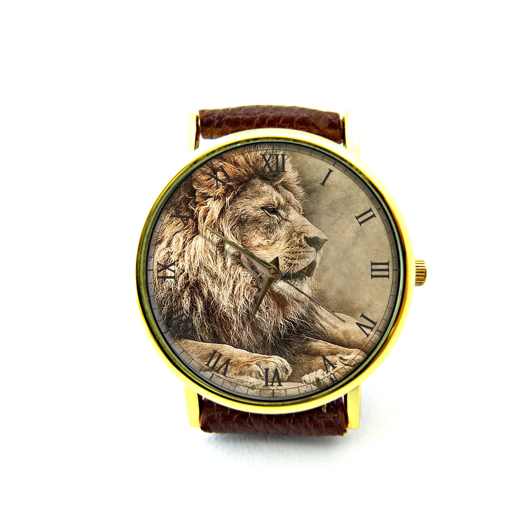 Vintage Lion Leather Watch Lion Watch Unisex Watch Ladies | Etsy