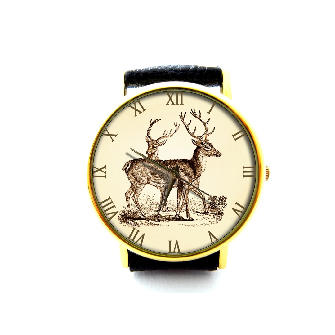 Vintage Deer Stag Leather Watch, Unisex Watch, Ladies Watch, Mens Watch ...