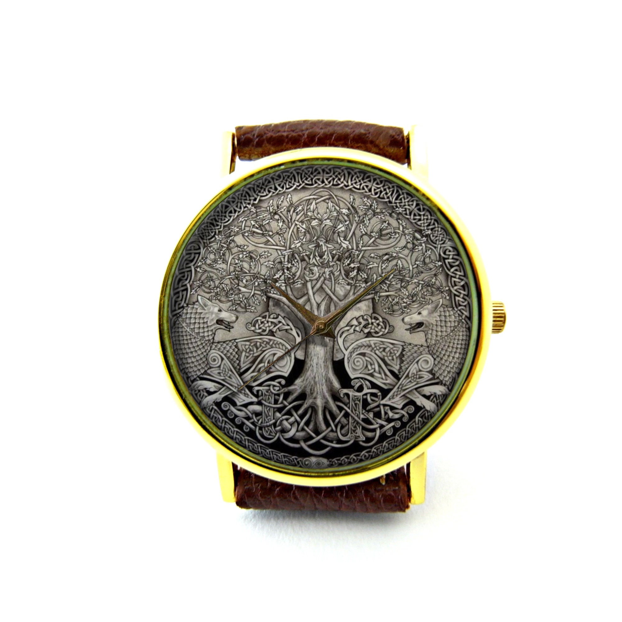 Norse Tree of Life Leather Watch, Magic Tree, Celtic Watch, Nordic ...