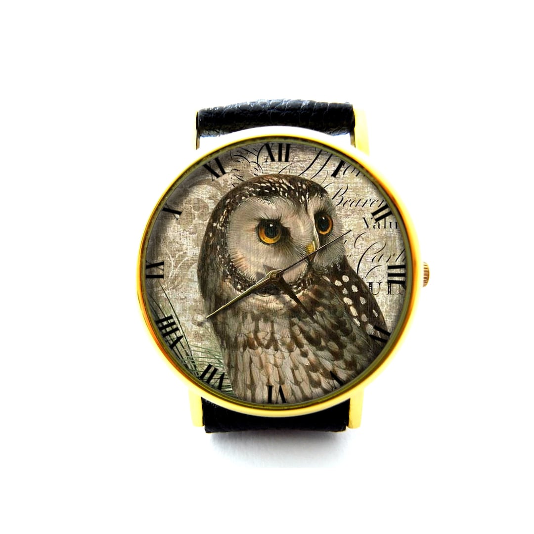 Vintage Owl Leather Watch, Antique Owl Ladies Watch, Owl Unisex Watch ...
