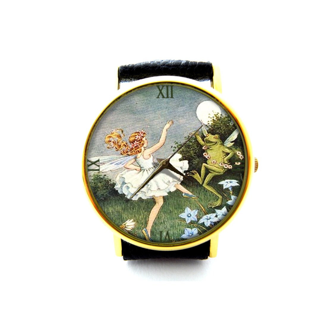 Frog and Fairy Leather Watch, Frog Ladies Watch, Unisex Watch, Fairy ...
