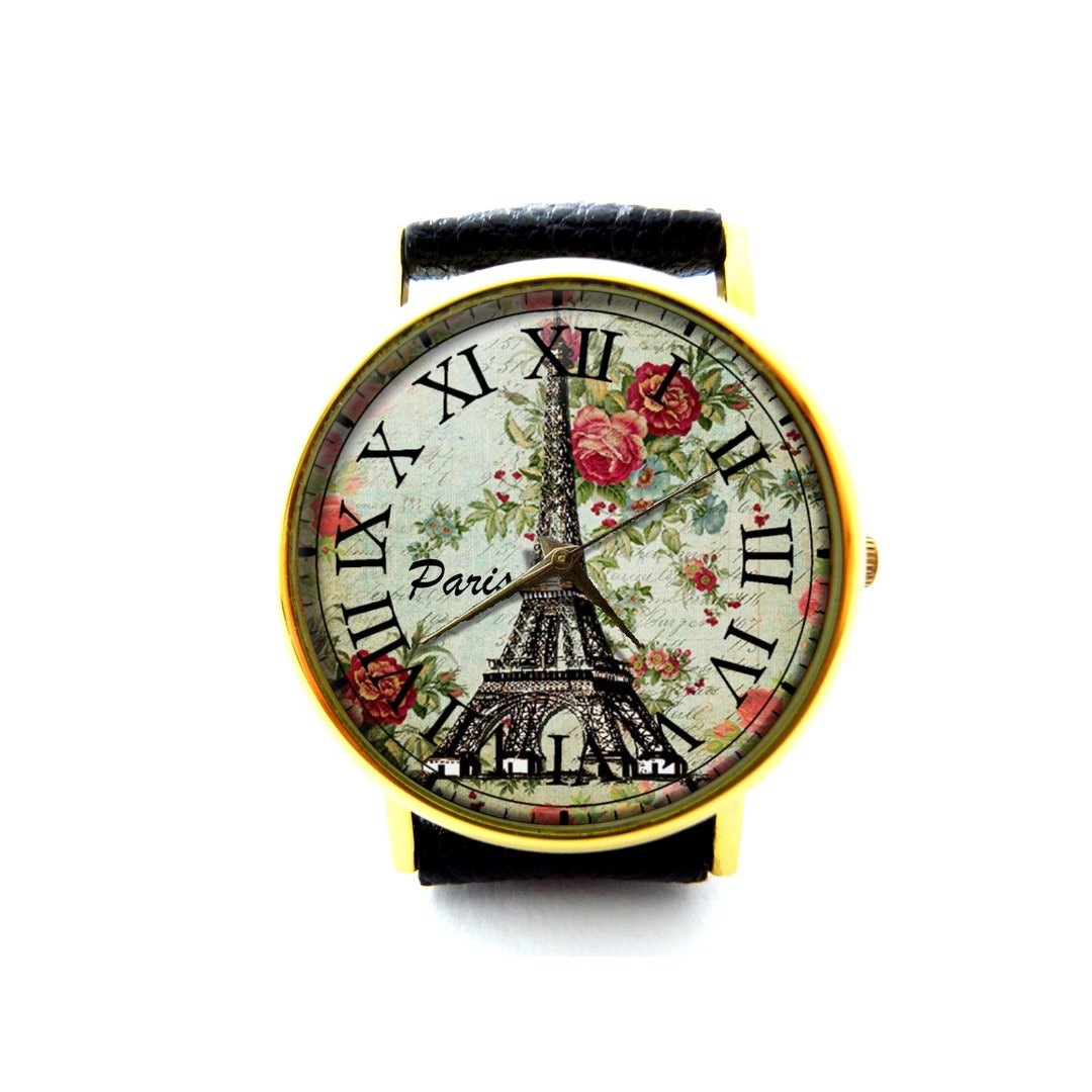 Paris Eiffel Tower Leather Watch, Eiffel Tower Watch, Unisex Watch ...