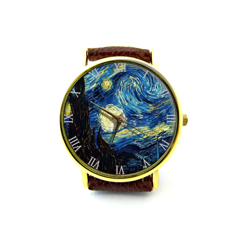 Van Gogh Leather Watch, Starry Night Watch, Starry Night, Art Watch ...