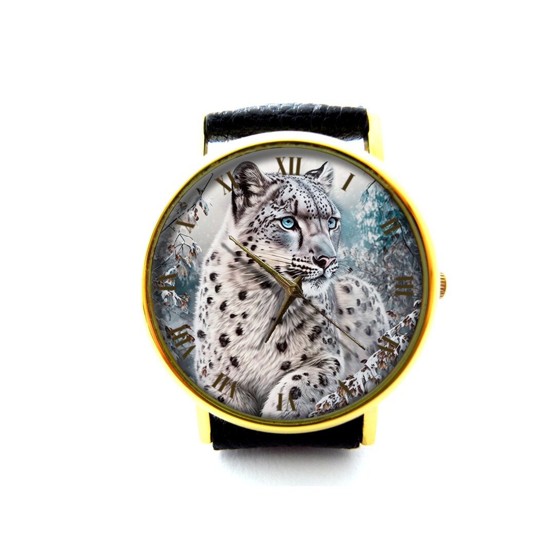 Snow Leopard Leather Watch, Leopard Ladies Watch, Unisex Watch, Snow ...