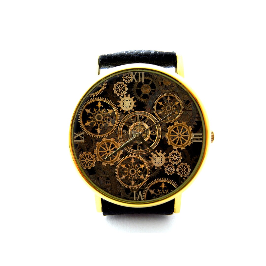 Steampunk Gear Leather Watch, Steampunk Watch, Unisex Watch, Steampunk ...
