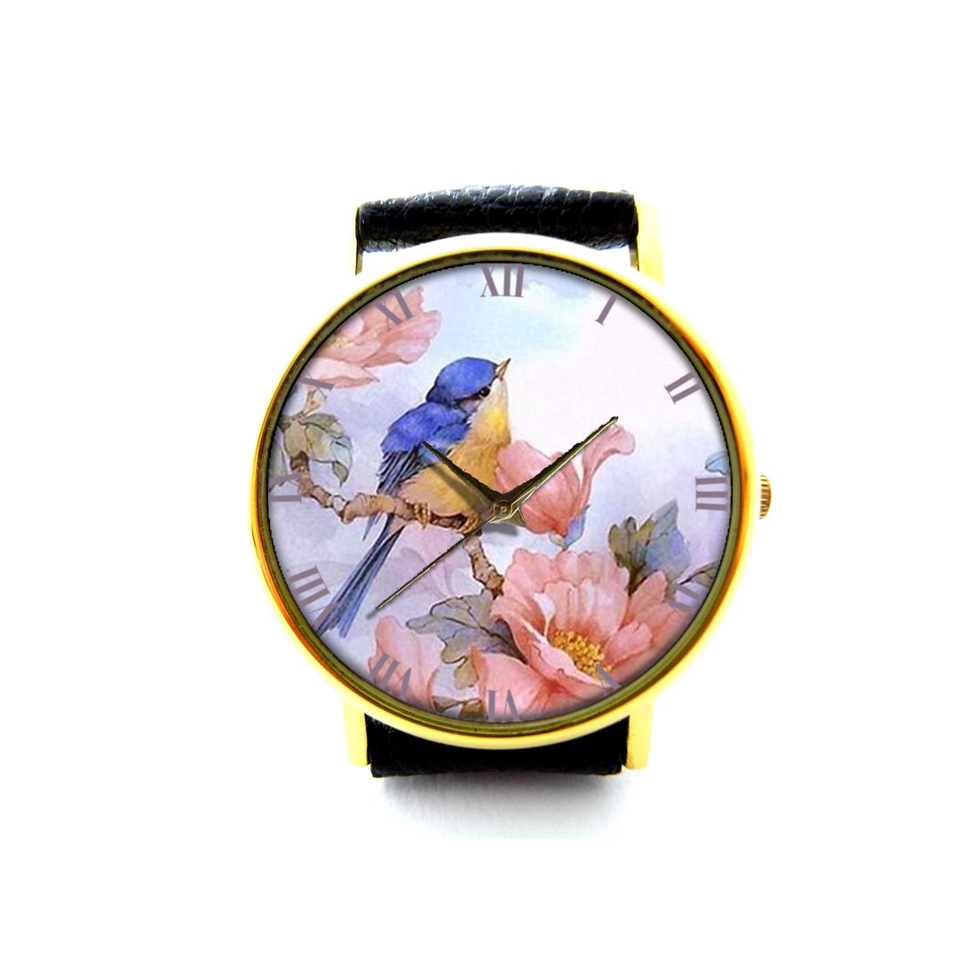 Flower Bird Leather Watch, Flower Bird Ladies Watch, Unisex Watch ...