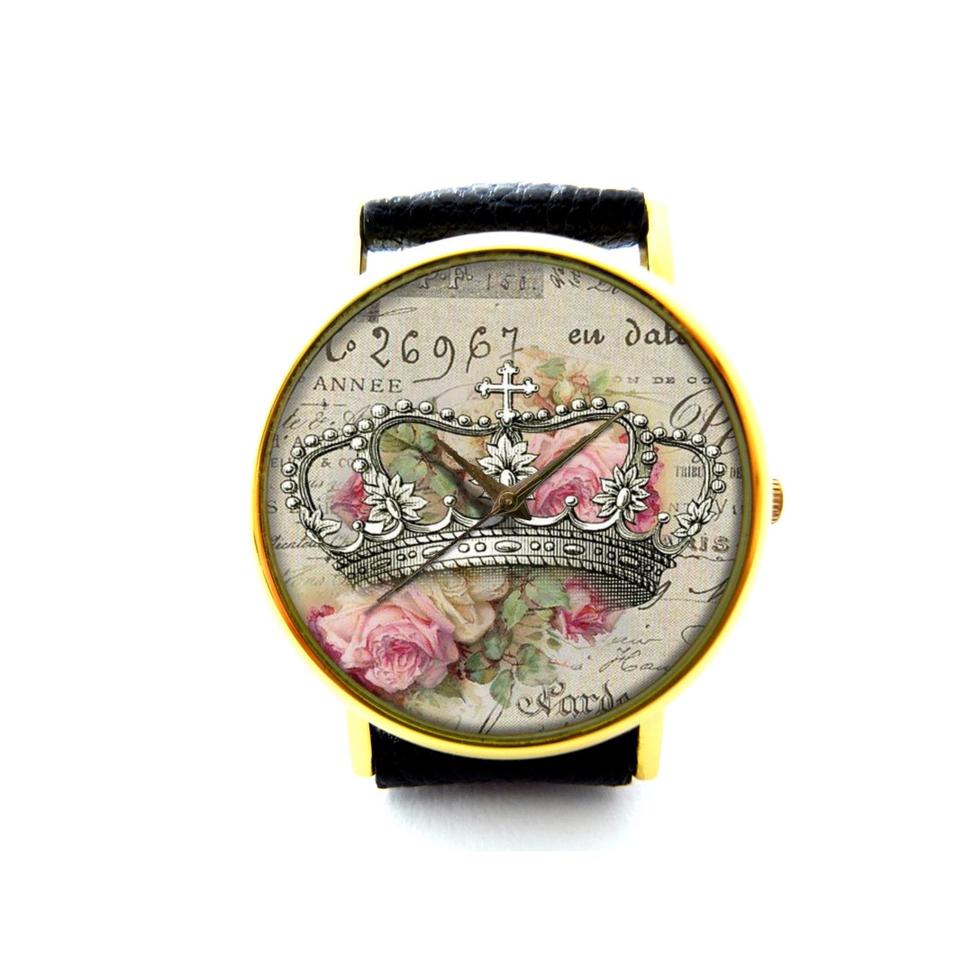 Cross Crown Leather Watch, Crown Watch, Unisex Watch, Crown Jewelry - Etsy