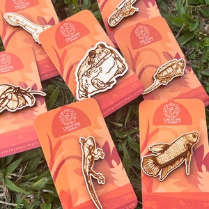 Wooden CREATURE PINS | Any Species | Custom Reptiles Amphibians ...