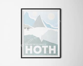 VISIT HOTH Star Wars Travel Poster Retro Pop Art Beige - Etsy