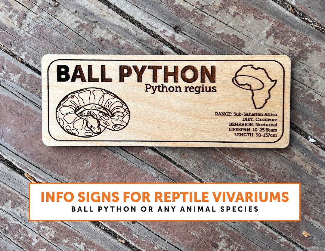 Custom Zoological Species Sign: Laser Engraved Wooden Reptile Enclosure ...