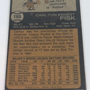 1973 Carlton Fisk Topps All Star Rookie Card #193 - Etsy