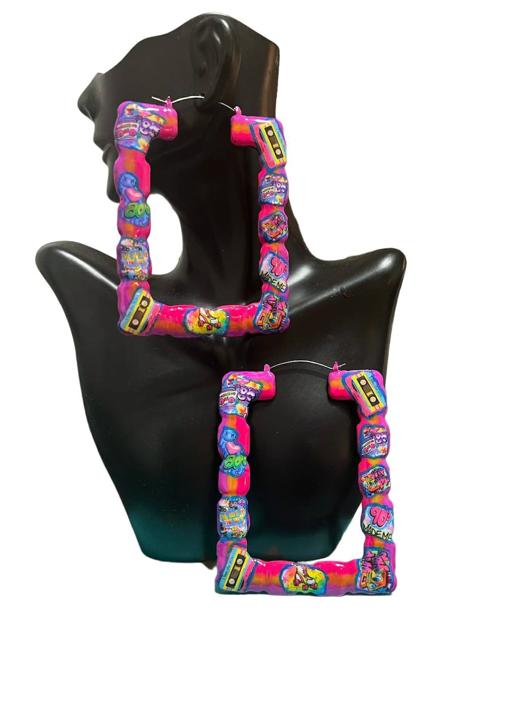 Extra Large Custom 80s/90s Theme Bamboo Earrings - Etsy