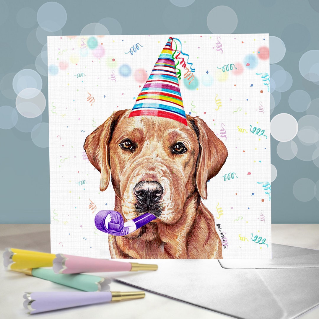 Fox Red Labrador Dog Birthday Cards / Fox Red Lab Greeting Card / Blank ...