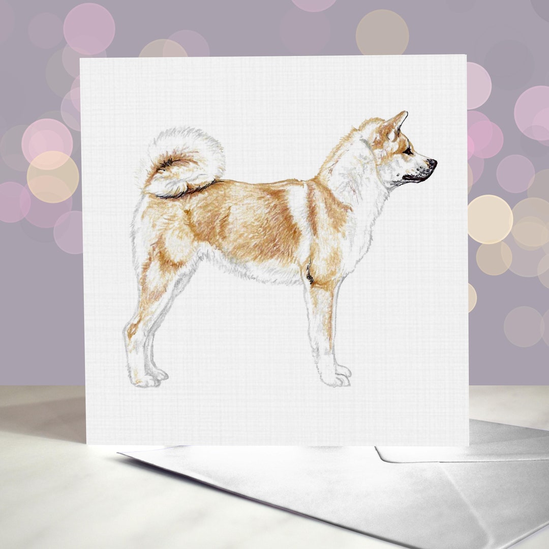 Japanese Akita Inu Greeting Card / Nihon Ken / Blank Inside / Card From ...