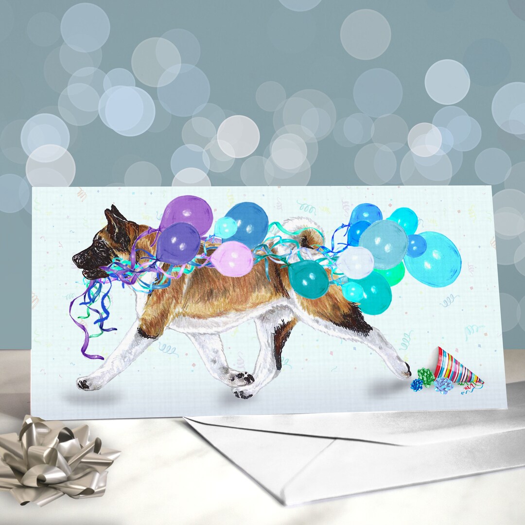 Akita Birthday Cards / Variety of Party Themed Designs / Blank Inside ...