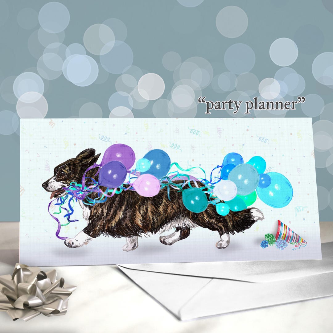 Cardigan Welsh Corgi Dog Birthday Cards / Various Brindle CWC Party ...