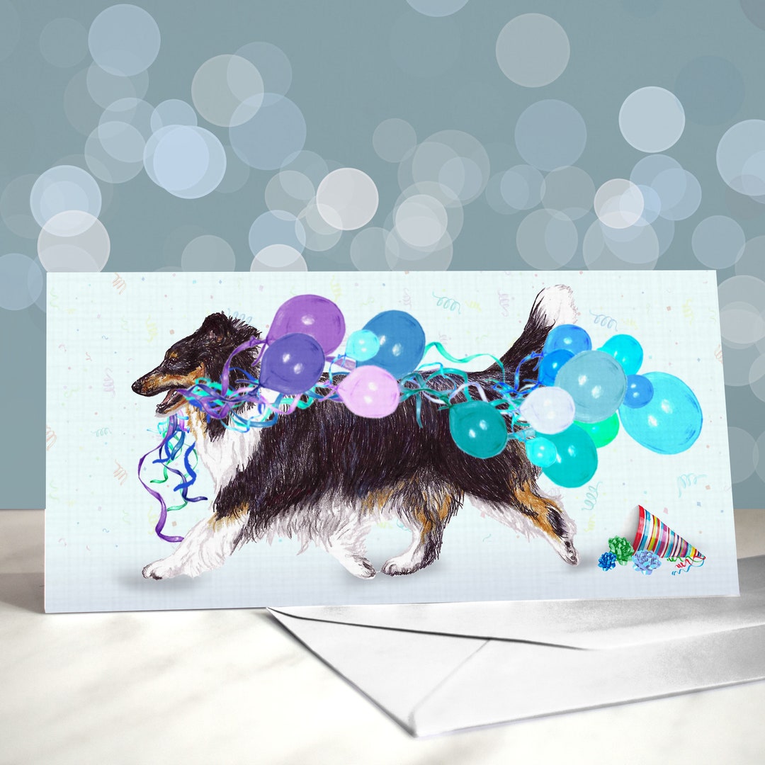 Rough Collie Birthday Greetings Card / Sable / Merle / Five - Etsy