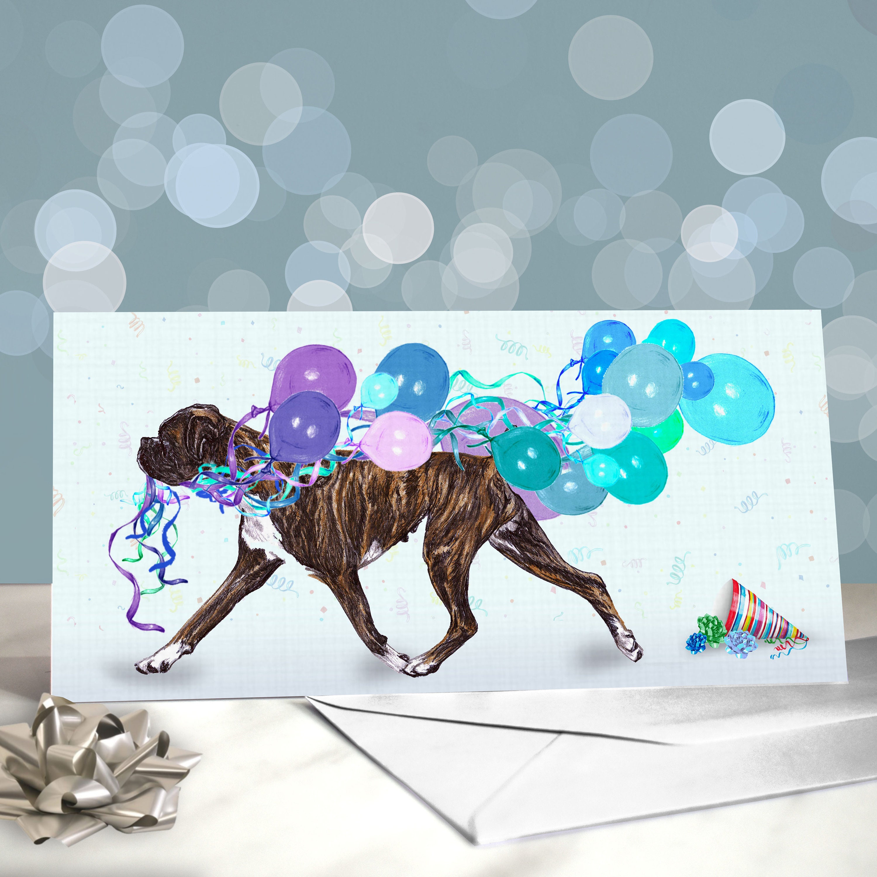 Boxer Birthday Greeting Cards - Variety of Party Themed Designs / Blank ...