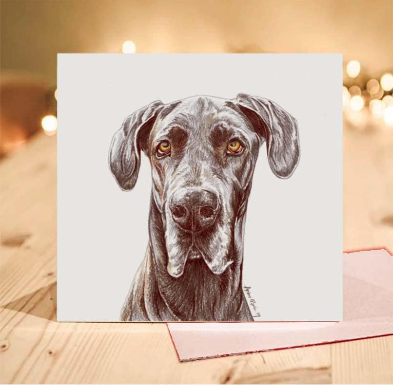 Blue Great Dane Greeting Card / Blank Inside / Card from the | Etsy