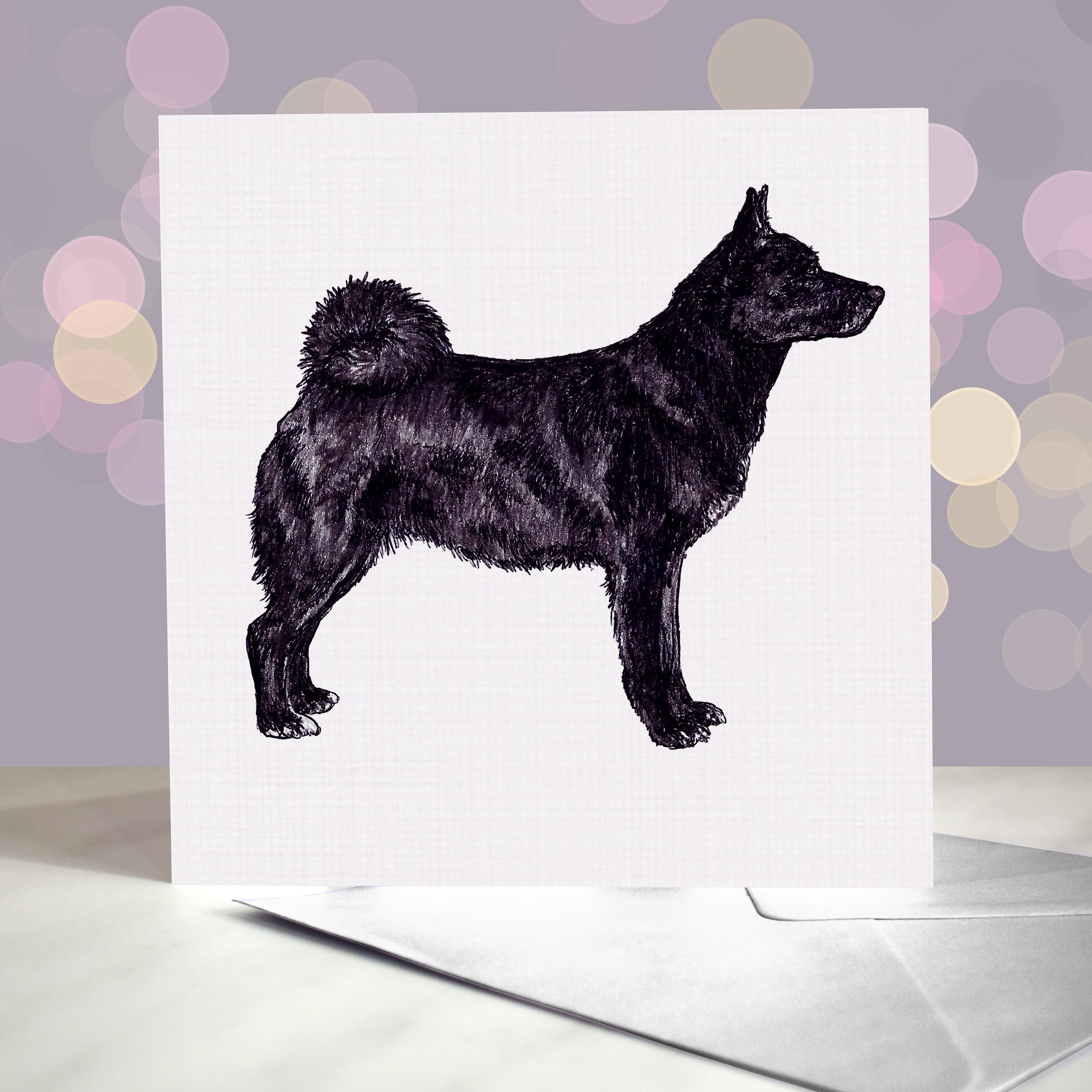 Norwegian Buhund Dog Card / Wheaten and Black Nordic Spitz Dog / Blank ...