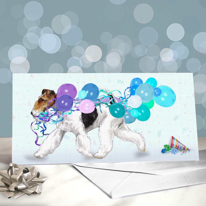 Wire Fox Terrier Birthday Greeting Card / Blank Inside / Celebration ...