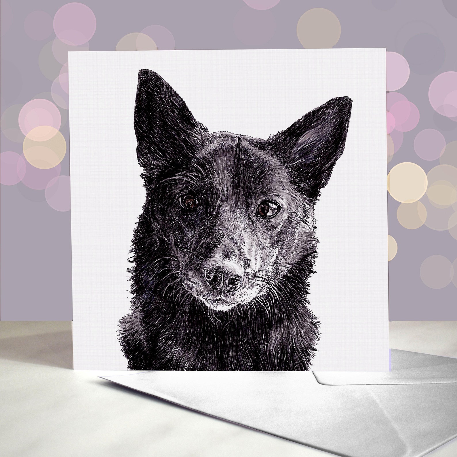 Norwegian Buhund Dog Card / Wheaten and Black Nordic Spitz Dog / Blank ...