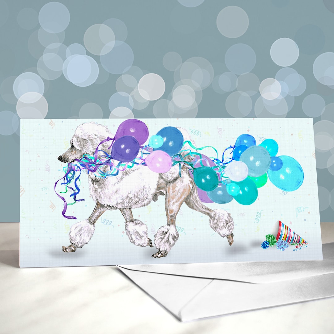 Standard Poodle Birthday Greeting Cards Party Hats on Five - Etsy