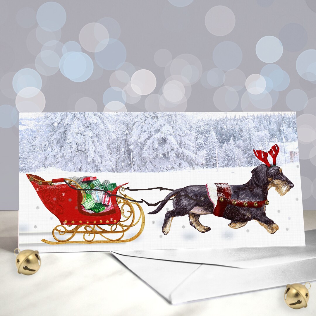 Cartes de voeux de Noël teckel à poil dur chapeaux de père - Etsy France